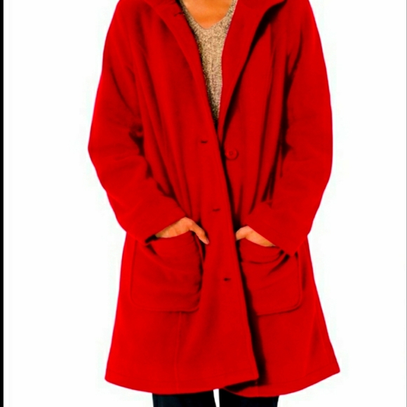 Woman Within Jackets And Coats New Woman Within Hooded Aline Fleece Coat Red Poshmark